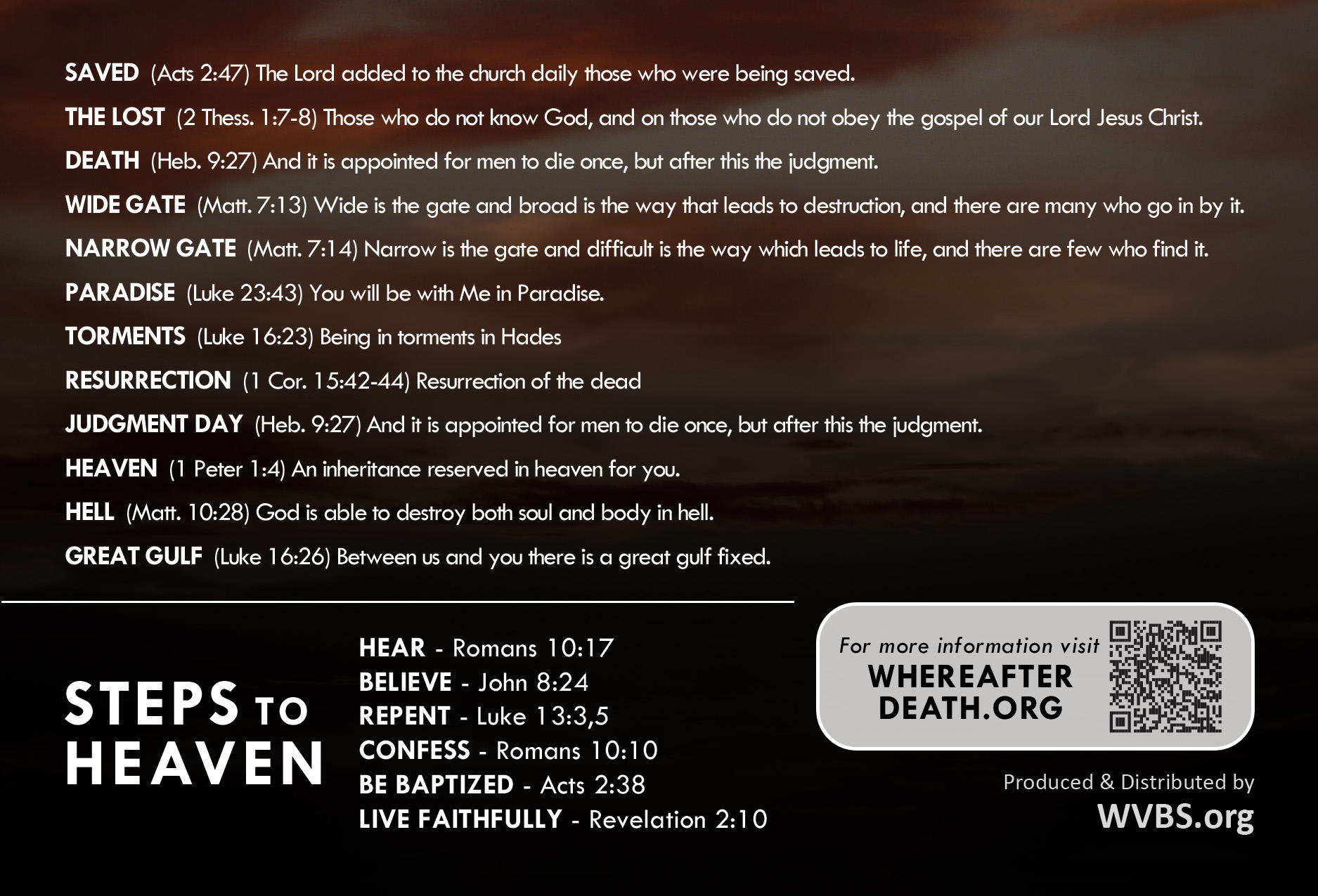 Teaching Card: Where do we go when we die? | WVBS Store